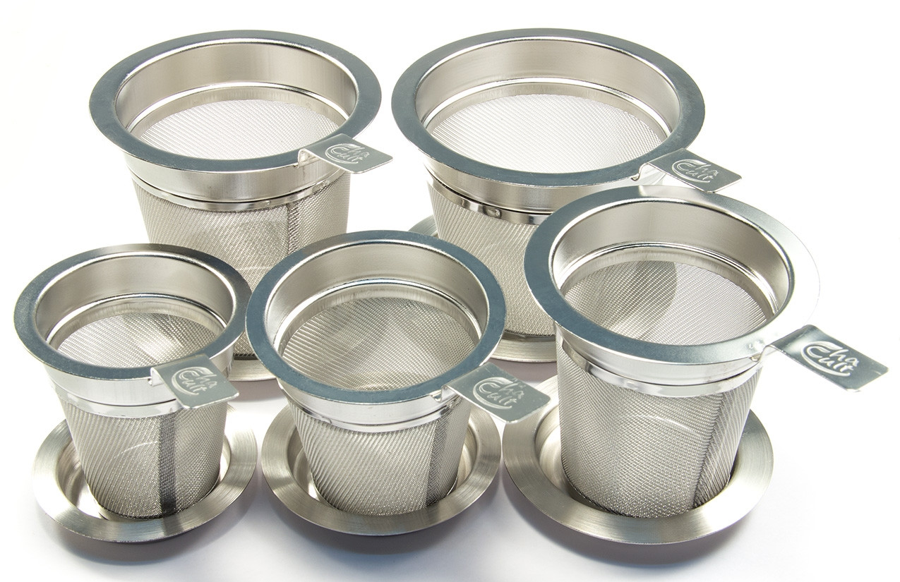 Teesiebe aus Edelstahl mit Griff und Deckel/Ablage